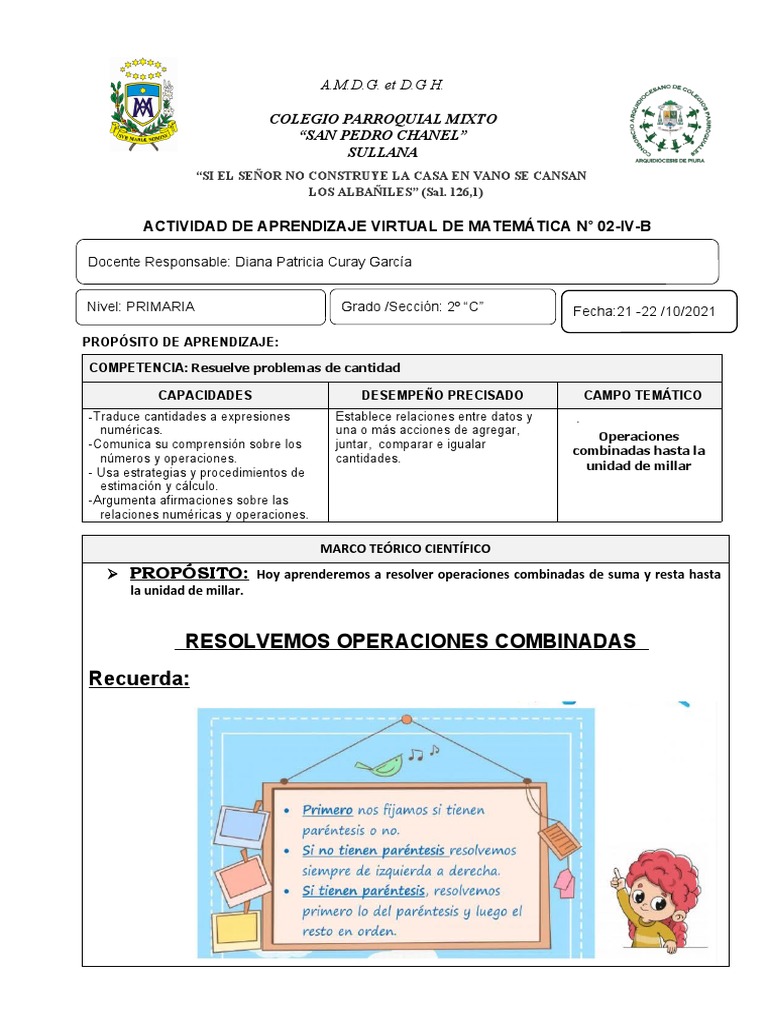 Actividad 02-Operaciones Combinadas Hasta La Unidad de Millar | PDF