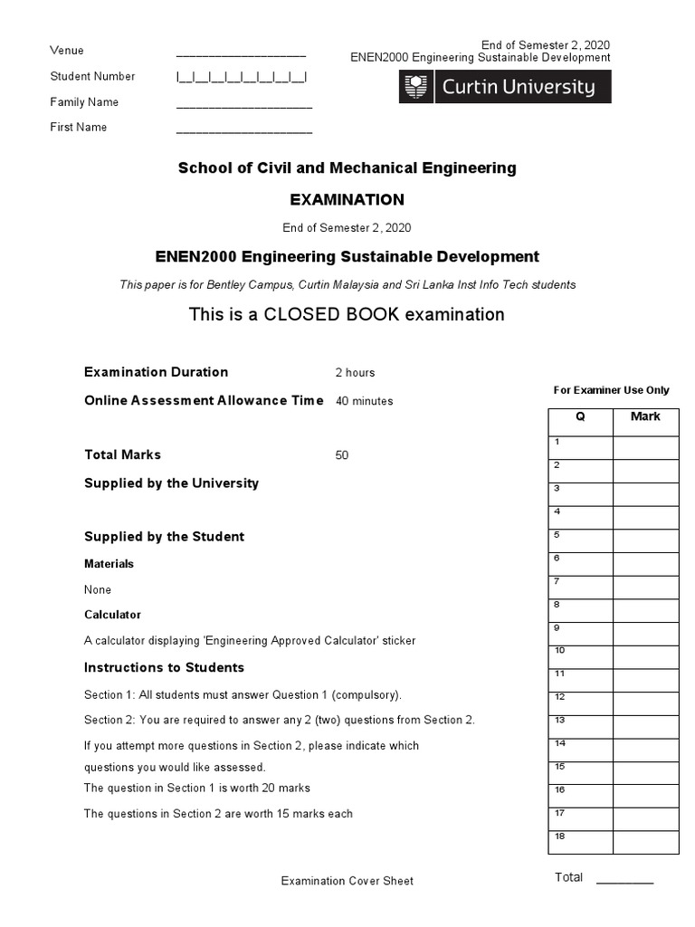 Exam 2020 Exam Paper | PDF | Waste | Recycling