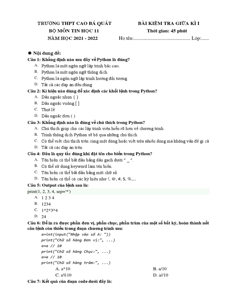 Output của lệnh print(3 >= 3) trong Python