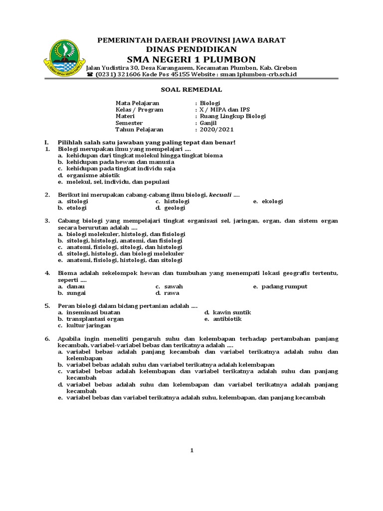 Biologi X | PDF | Ilmu Sosial | Sains & Matematika