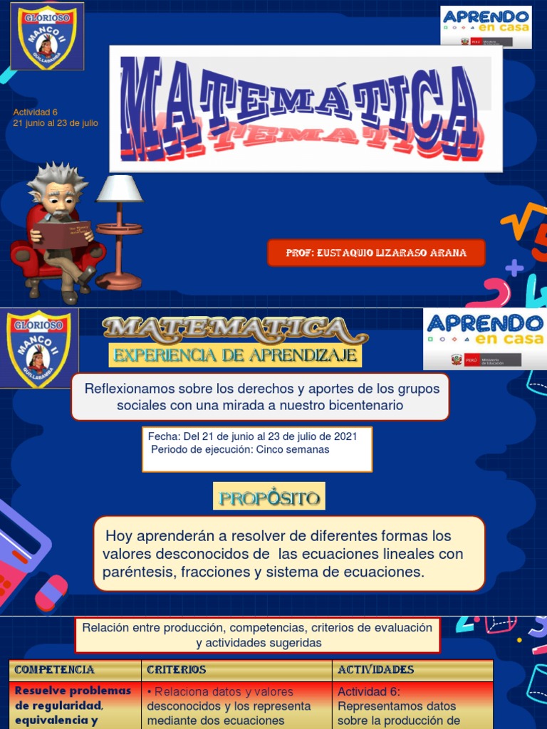 1 EXP4 ACTI 4jun MAT4. 4to Breve Explicacion | PDF | Ecuaciones ...