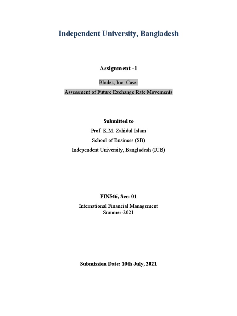 Assignment-1 (IFM), Fatema Sharmin, Id-2022916 | PDF | Inflation | Interest