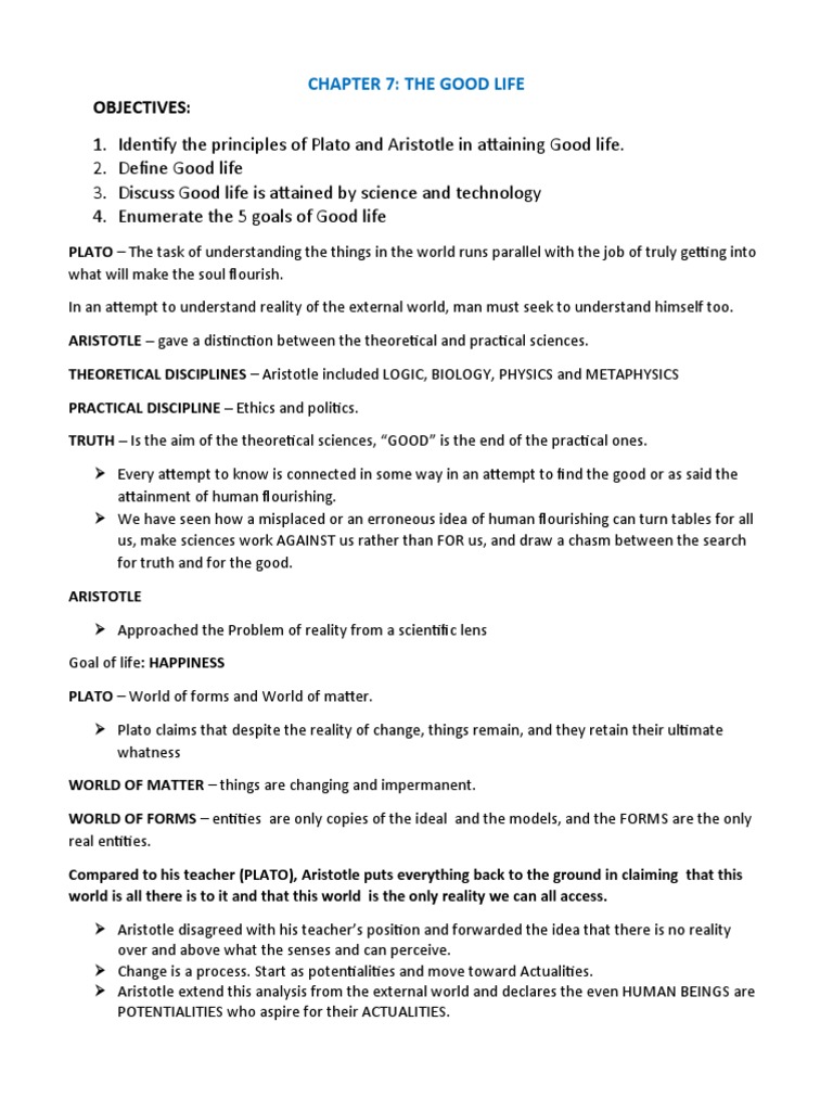 Goals for the Good Life in STS | PDF | Science | Reality