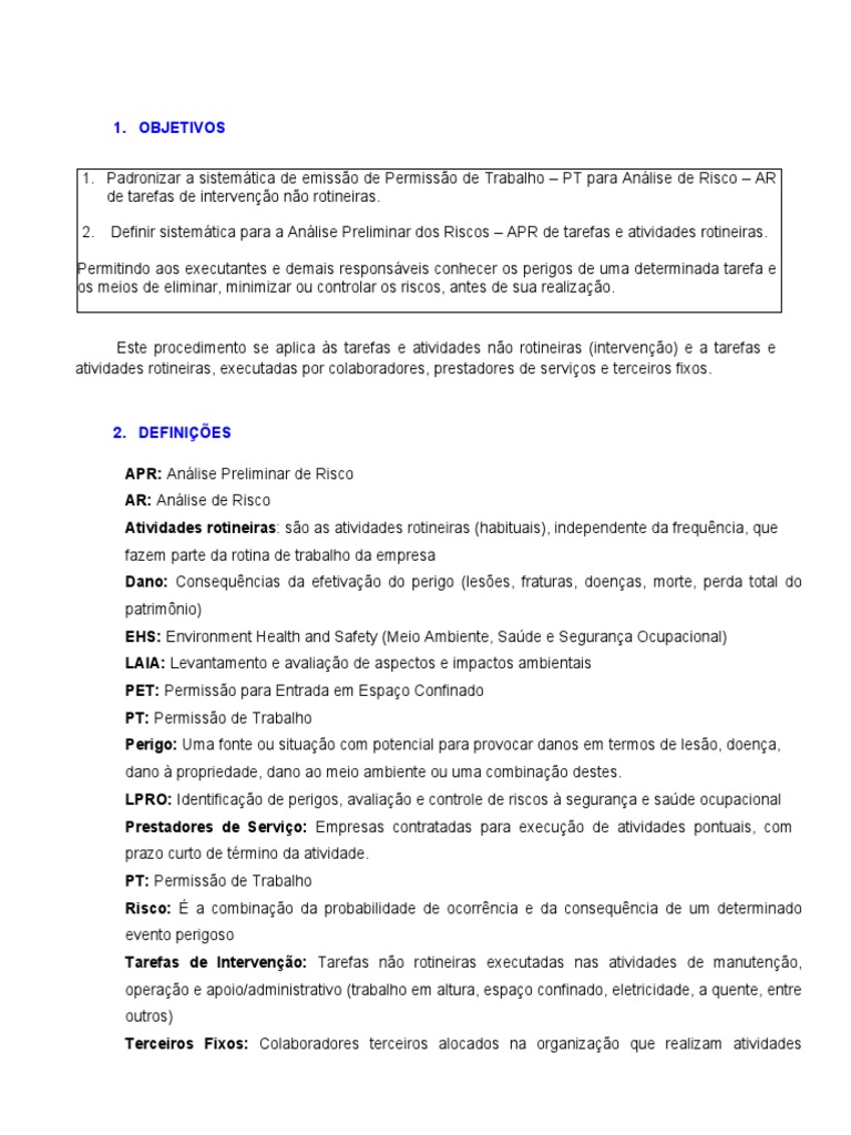 Sistemática de APR, PT e AR | PDF