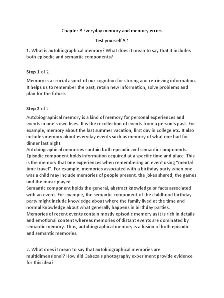 Chapter 8 Everyday Memory and Memory Errors | PDF | Memory | Witness