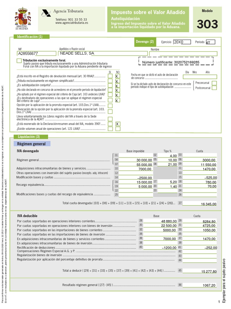 Autoliquidación del IVA Modelo 303 | PDF | Devengo | Finanzas del gobierno