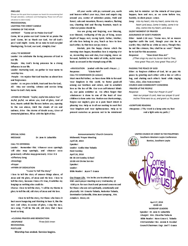 Uccp Liturgy | PDF | Jesus | Confession (Religion)