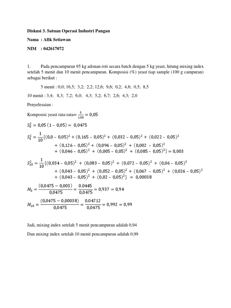 Afik Setiawan - Diskusi 3 - Satuan Operasi Industri Pangan | PDF