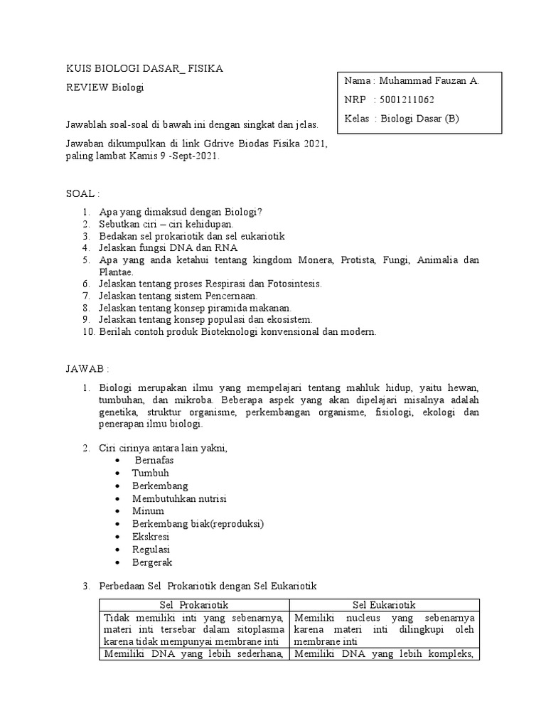 Kuis Biologi Dasar | PDF