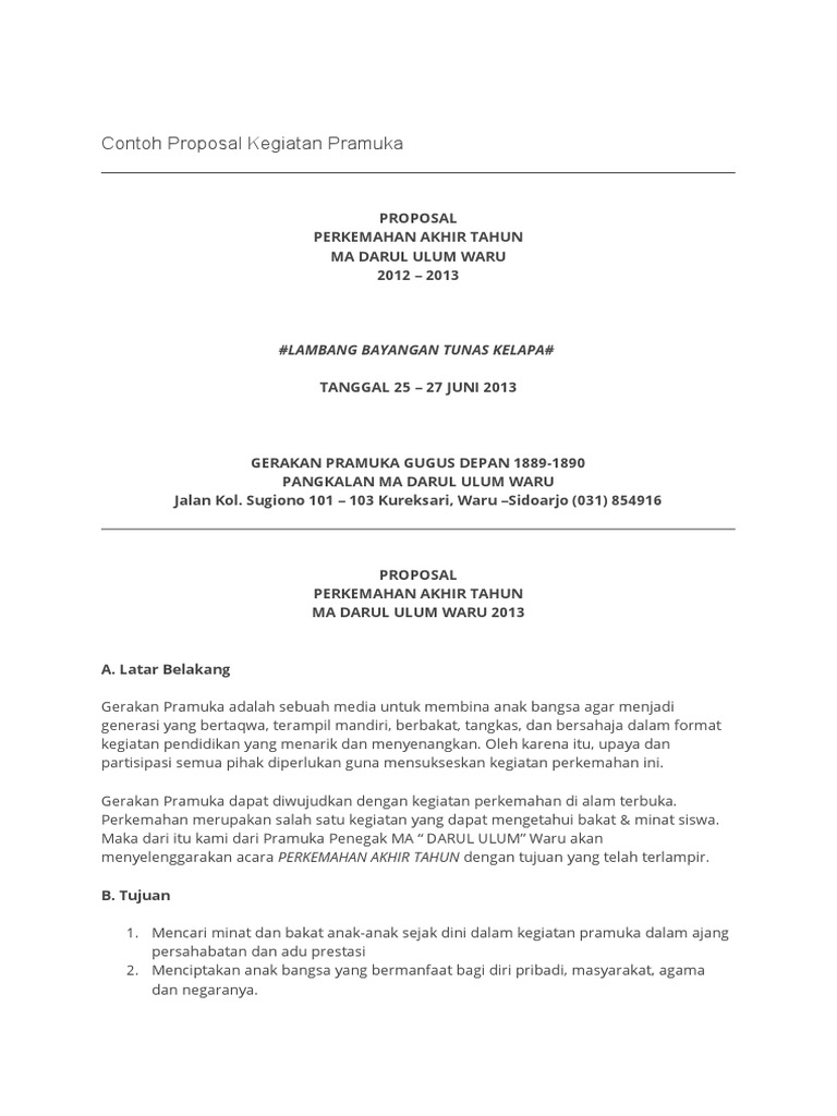 Contoh Proposal Kegiatan Pramuka | PDF