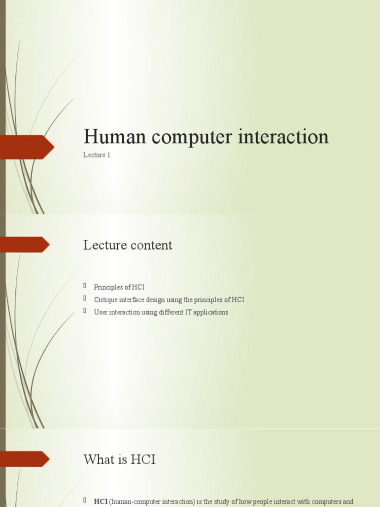 Human Computer Interaction LECTURE 1 | PDF | Human–Computer Interaction ...
