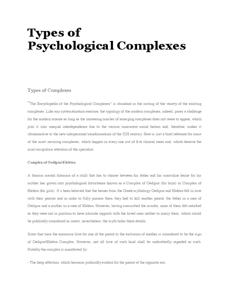 Types of Complexes | PDF | Id | Guilt (Emotion)