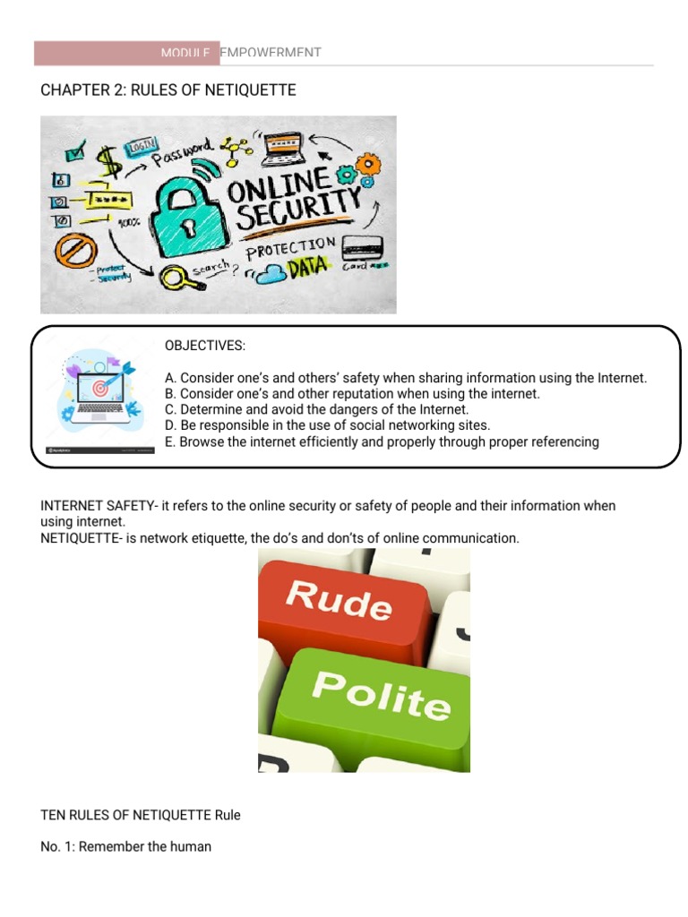 Internet Safety and Netiquette Rules | PDF