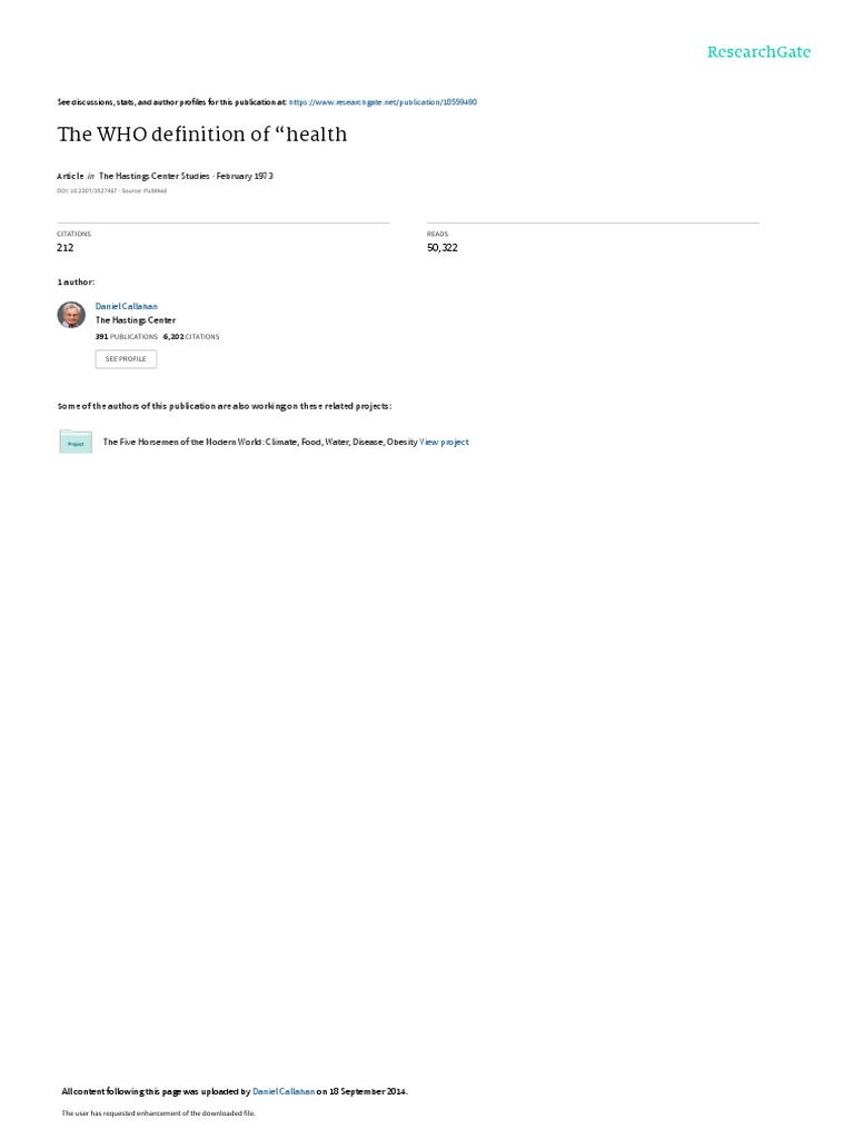 Definition, Health by WHO | PDF | Reason | Mental Health