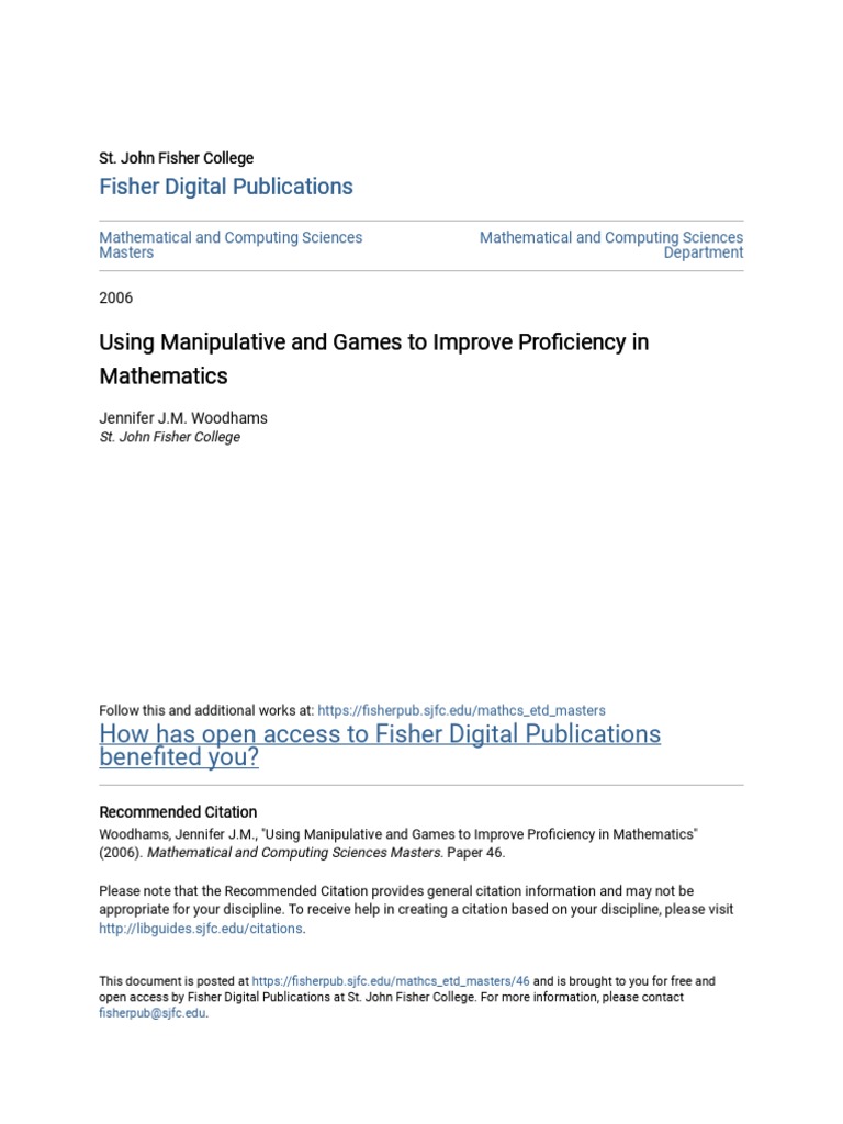 Using Manipulative and Games To Improve Proficiency in Mathematic | PDF ...