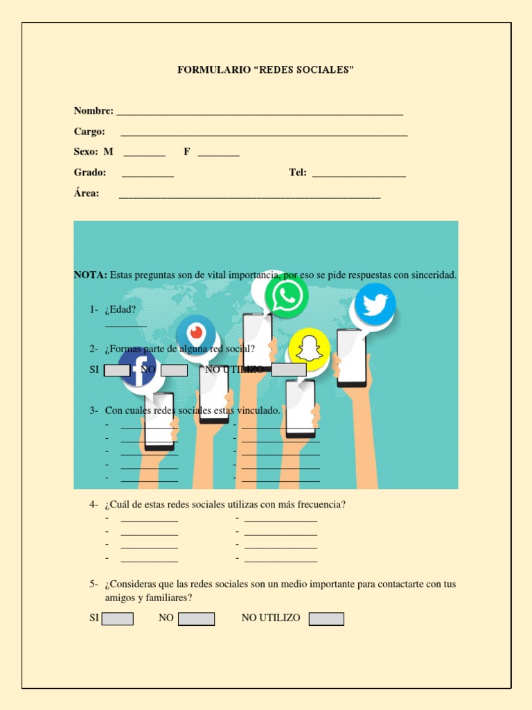 Formulario Sobre Redes Sociales | PDF