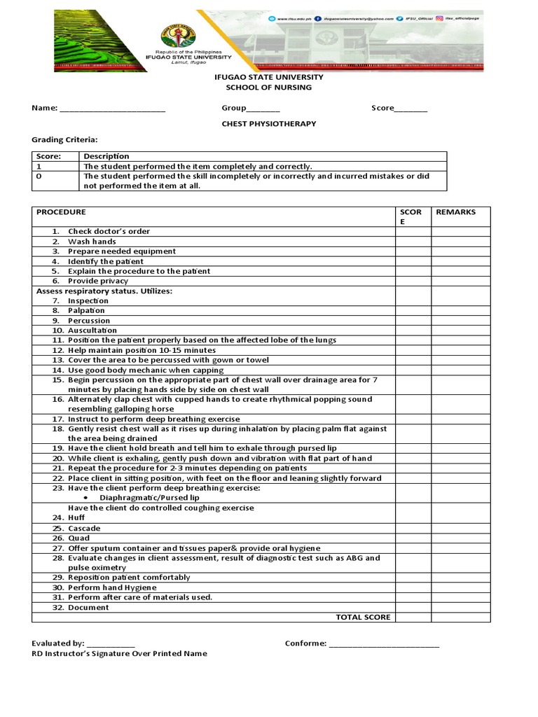 Chest Physiotherapy Checklist | PDF | Breathing | Health Care