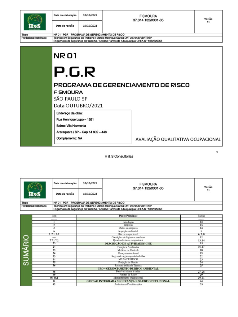 NR 01 PGR Segintegra 2021 FM GESSO | PDF | Engenheiro