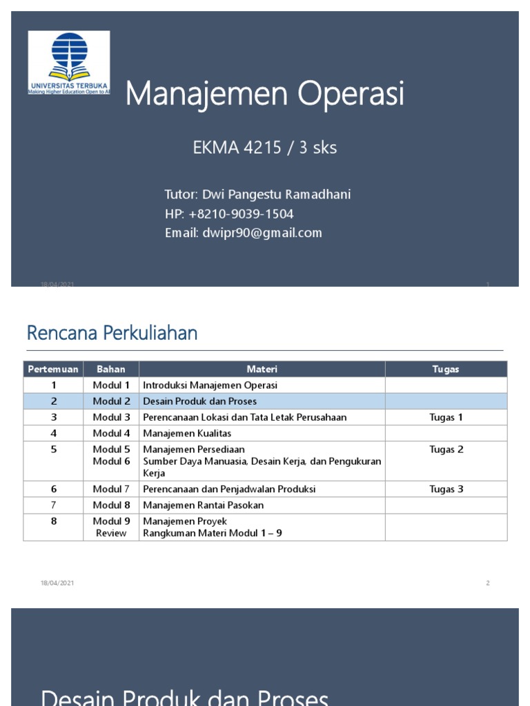 EKMA4215 Manajemen Operasi (Edisi 3) - Modul 2 | PDF | Bisnis | Komputer