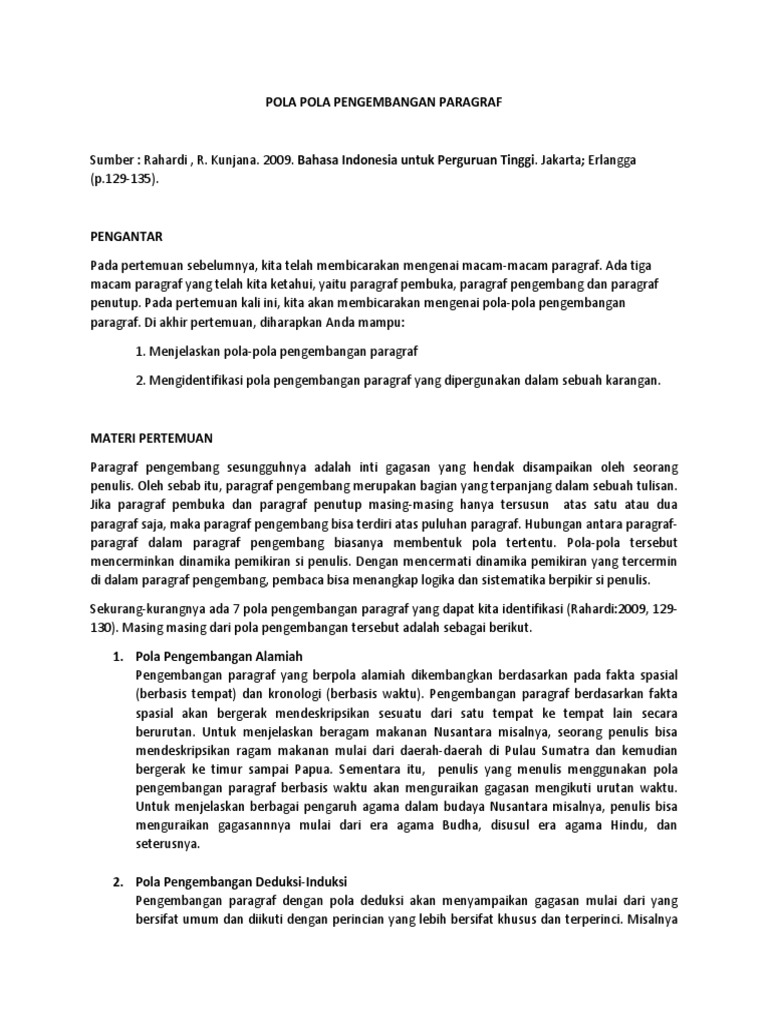 Pola Pola Pengembangan Paragraf | PDF