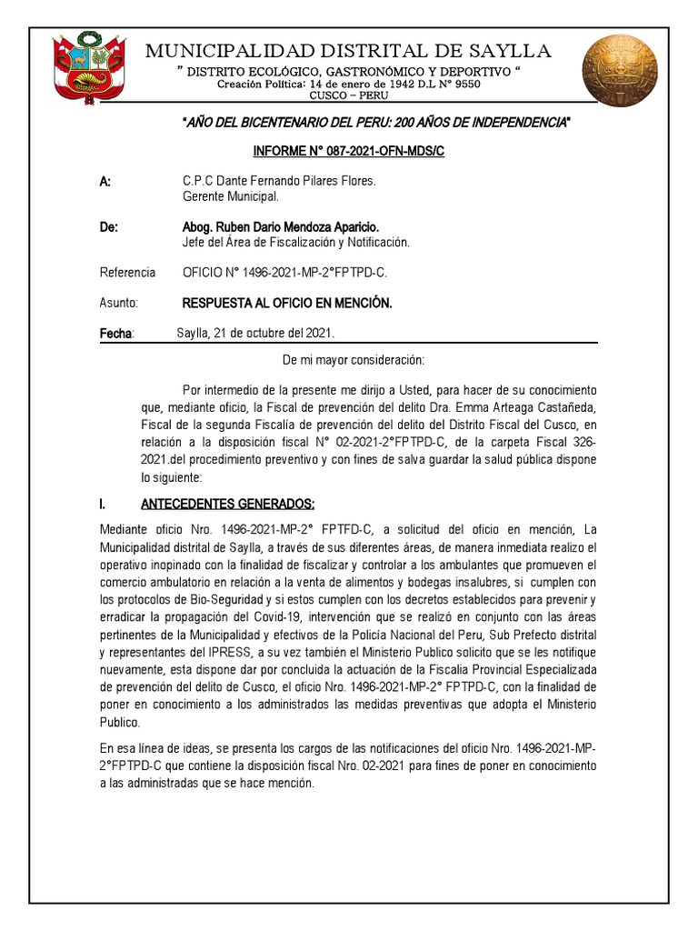 Oficio 87, Respuesta Al Oficio en Mencion | PDF | Gobierno