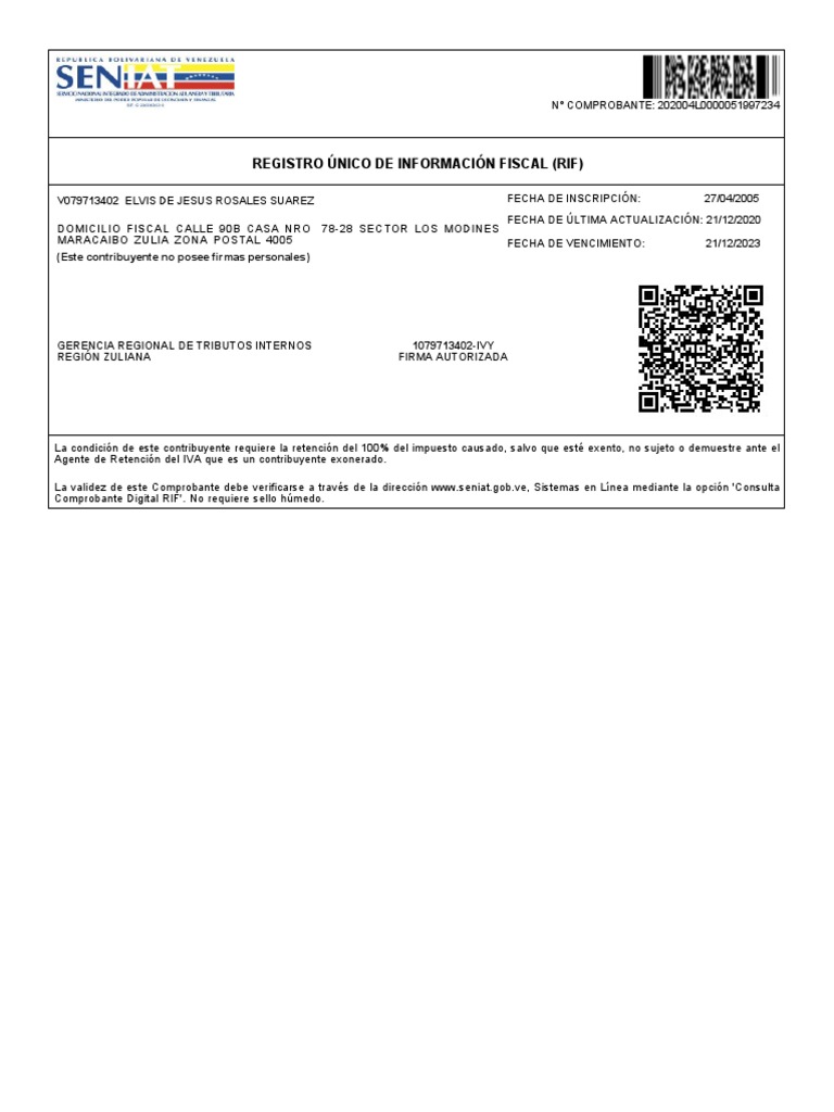 Rif Elvis Rosales | PDF | Finanzas y dinero