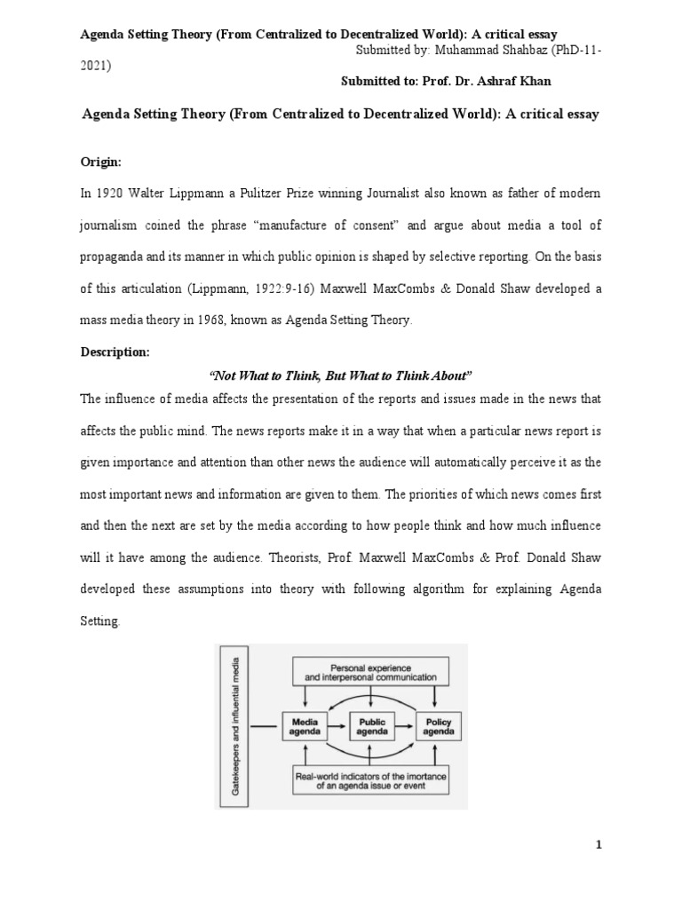 Agenda Setting Theory Explained | PDF | Psychological Concepts | Mass Media