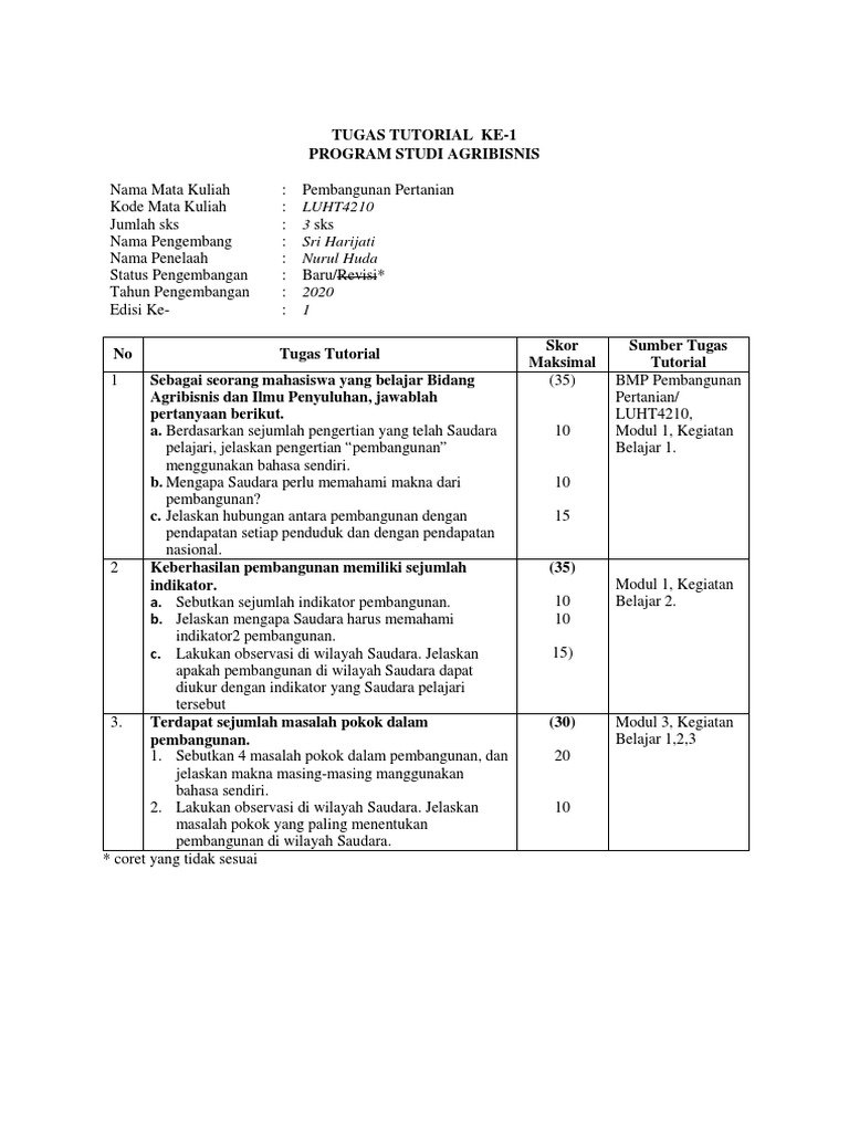 Tugas Tuton-1 LUHT4210 | PDF