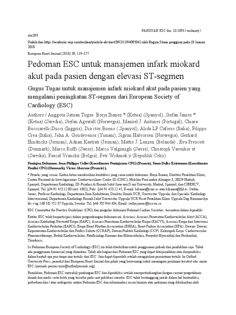 Salinan Terjemahan ESC Guidelines AMI STEMI | PDF