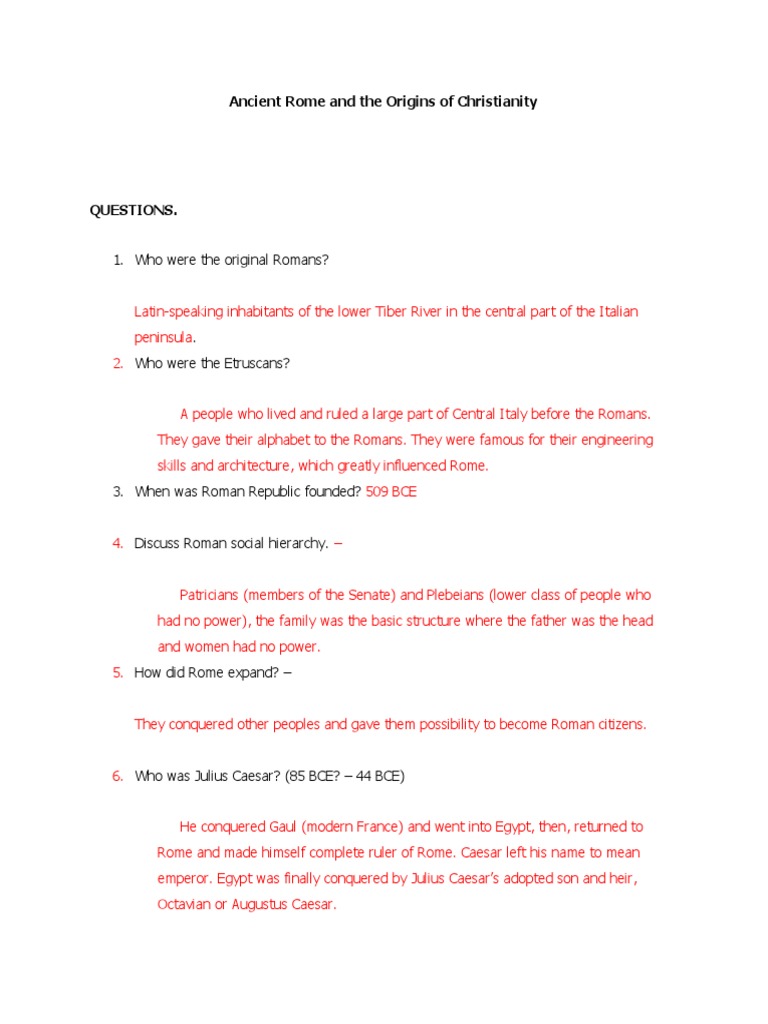 0.6 Ancient Rome Questions With Answers | PDF | Ancient Rome | Roman Empire