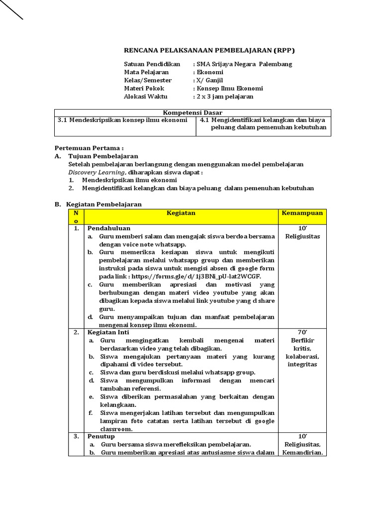 RPP X Ekonomi | PDF | Karier & Perkembangan