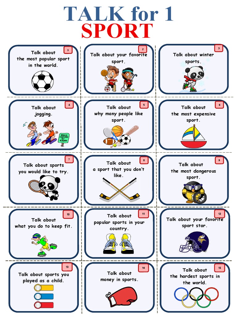 Sport Speaking Cards CLT Communicative Language Teaching Resources Conv ...