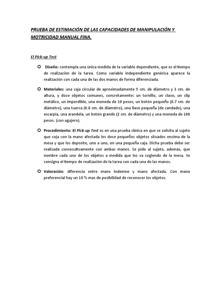 Pick Up Test | PDF