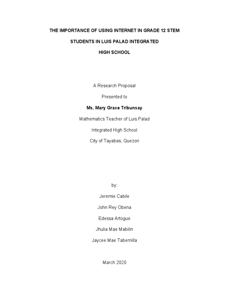 The Importance of Using Internet in Grade 12 Stem Students in Luis ...