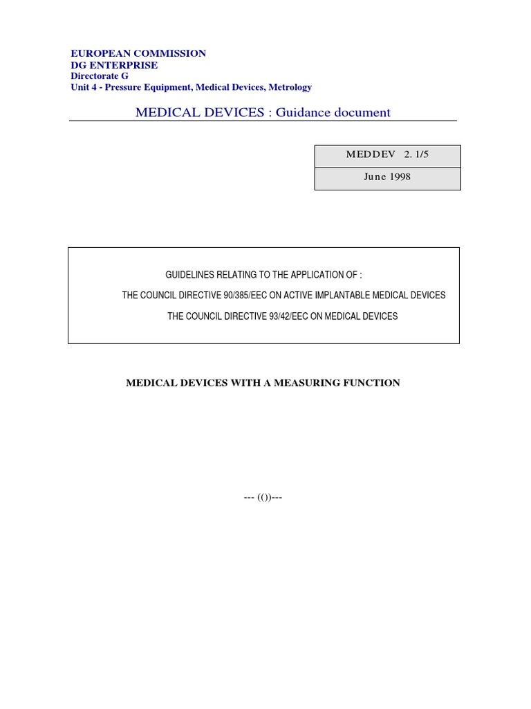 Meddev 2.1.5 Medical Devices With A Measuring Function | PDF | Medical ...