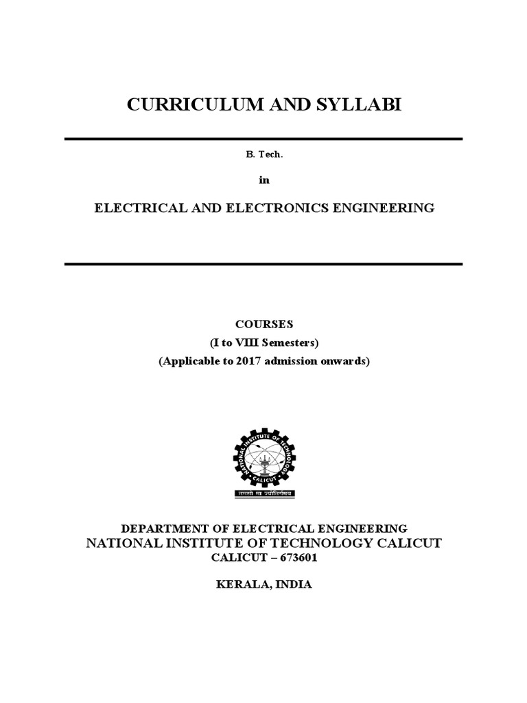 Curriculum and Syllabi: Electrical and Electronics Engineering | PDF ...