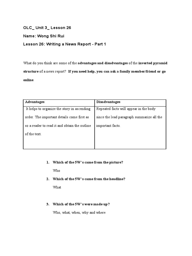 Writing a News Report - Part 1: Analyzing the Inverted Pyramid ...