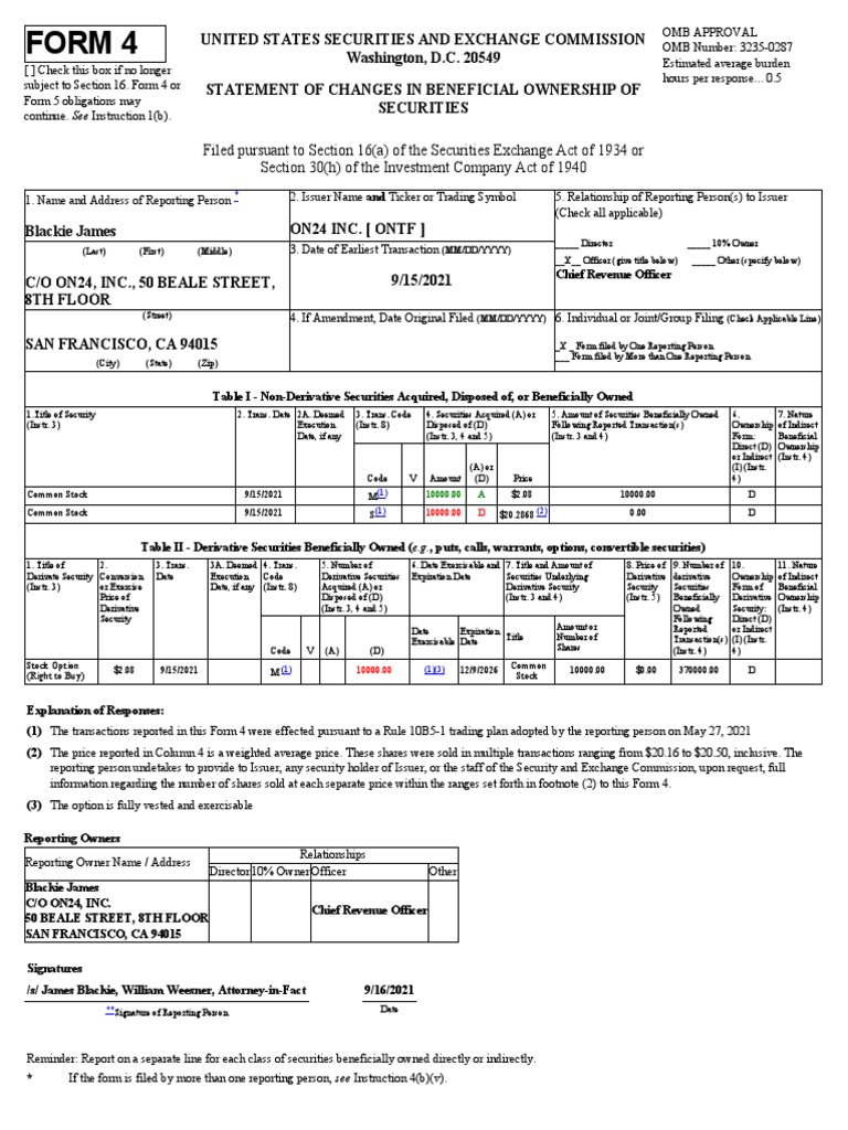 Form 4: SEC Ownership Changes Report | PDF | Securities (Finance) | Stocks
