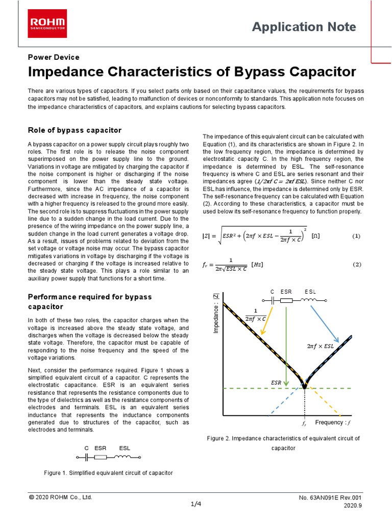 Impedance Characteristics of Bypass Capacitor: Application Note | PDF ...