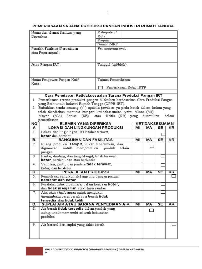 Irt Ceklis Survey 1 | PDF