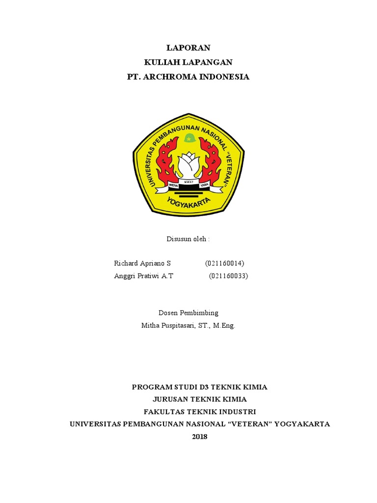 Contoh Laporan Kuliah Lapangan Pt. Archroma Indonesia | PDF