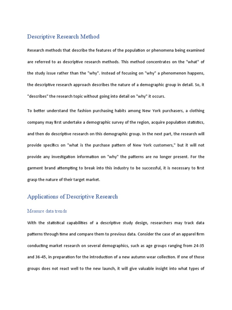 Descriptive Research Method | PDF | Clothing | Demography