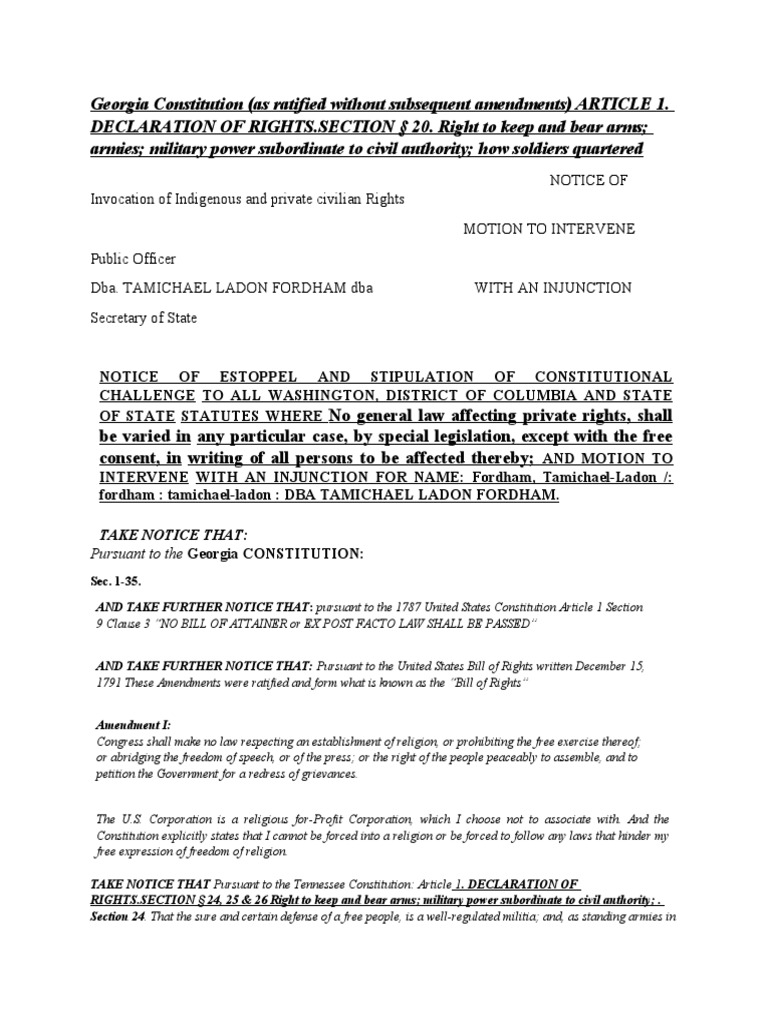 Georgia Constitution | PDF | Ex Post Facto Law | Article One Of The ...