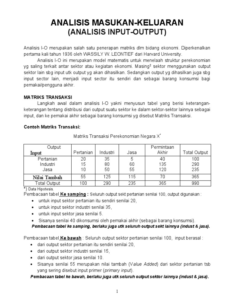 Analisis Input-Output | PDF
