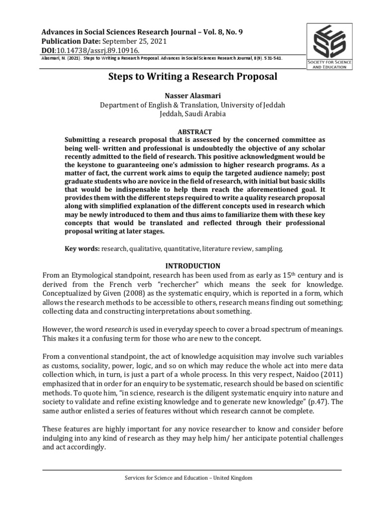 Steps To Writing A Research Proposal | PDF | Hypothesis | Quantitative ...
