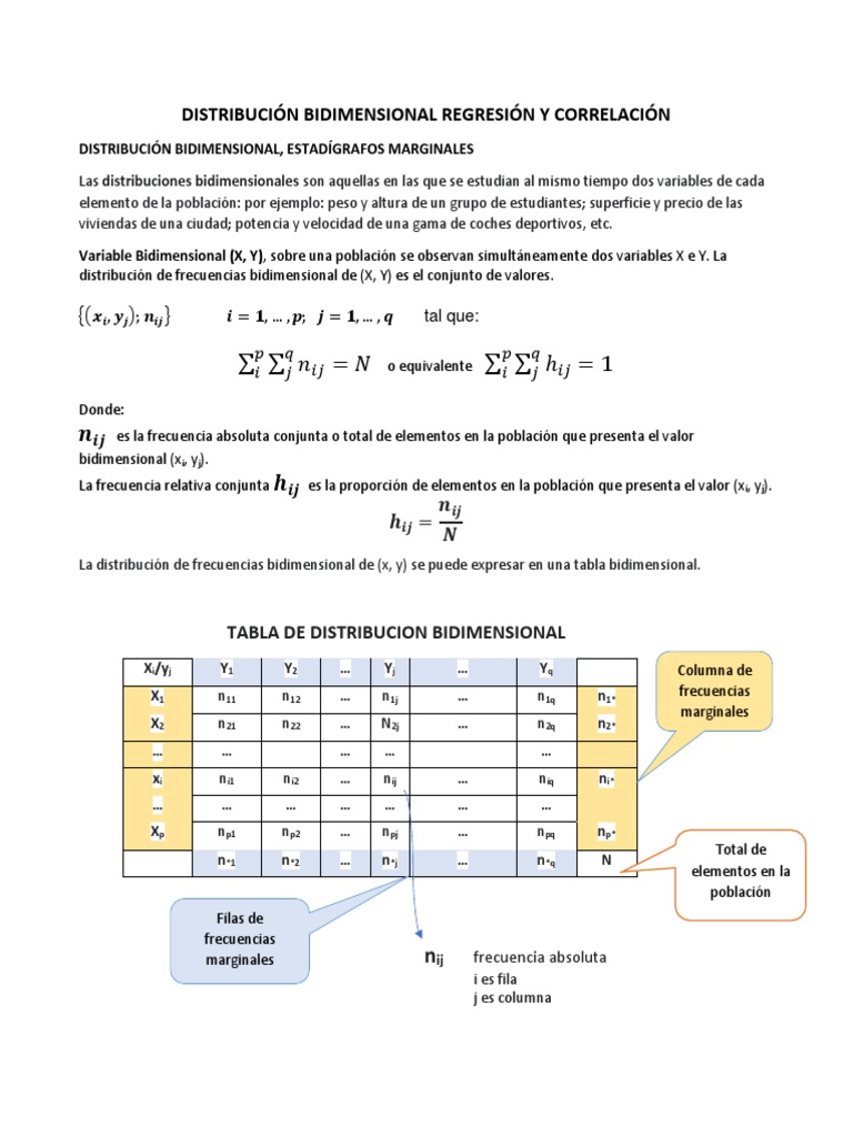 Distribucion Bidimensional | PDF | Estadísticas multivariantes ...