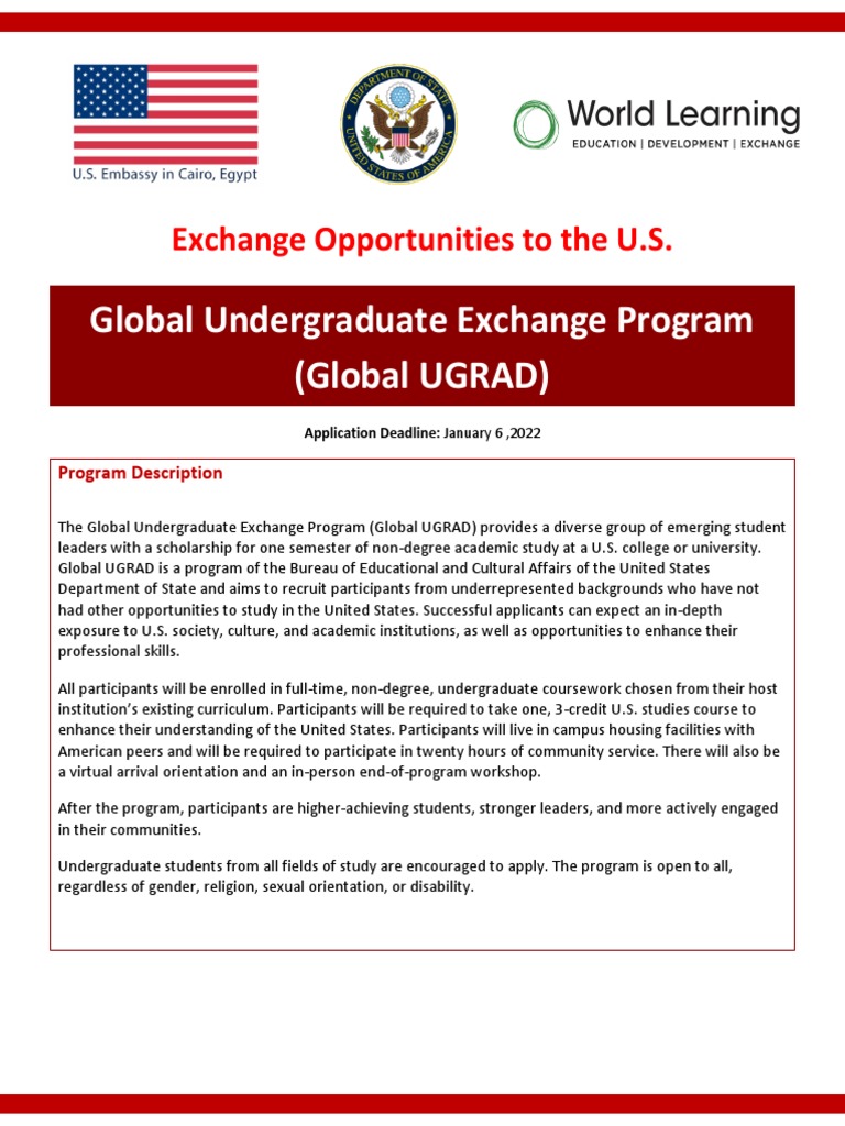 Global Undergraduate Exchange Program (Global UGRAD) : Exchange ...