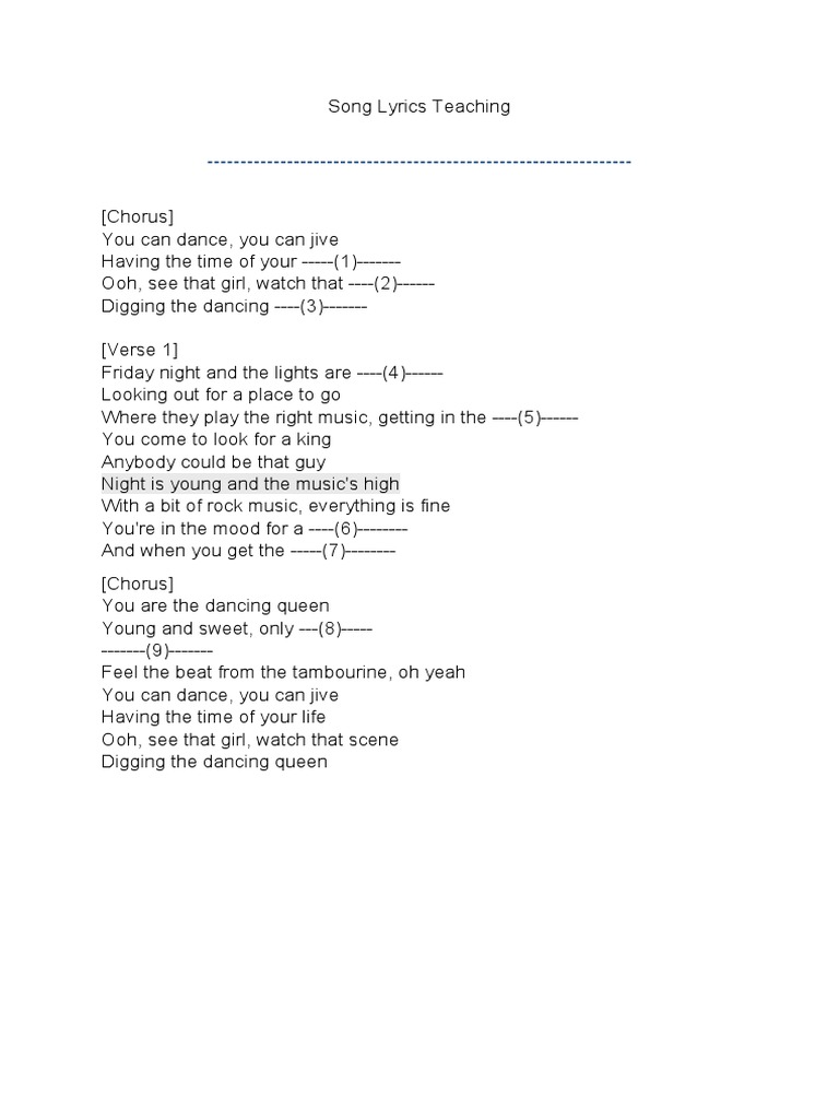 Dancing Queen Lyrics Breakdown | PDF
