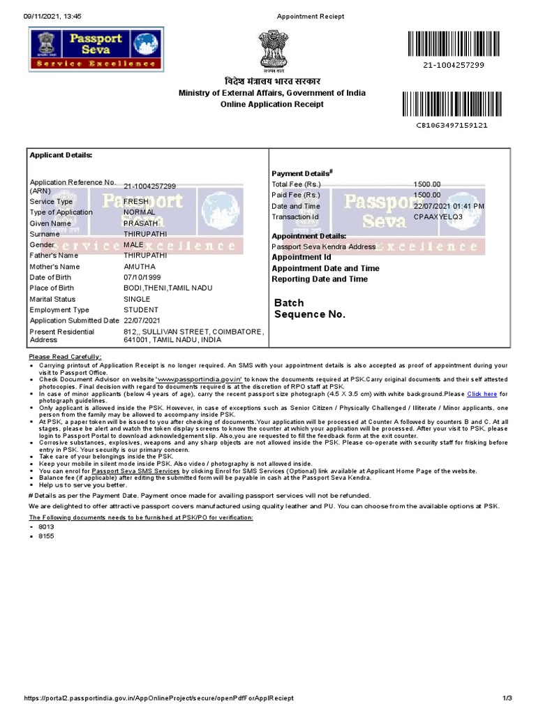 Appointment Reciept | PDF | Identity Document | Birth Certificate