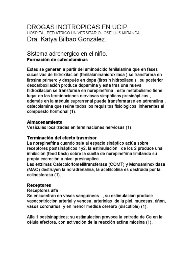 Drogas Inotropicas en Ucip | PDF | Norepinefrina | Dopamina